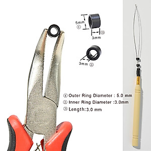 1000 Pcs 5.0 mm Silicone Lined Micro Links Rings Hair Extensions Beads Silicone Lined Beads for Human Hair Extensions and Feather Extensions (Black)