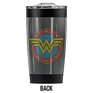 Logovision Wonder Woman Vintage Emblem Stainless Steel Tumbler 20 oz Coffee Travel Mug/Cup, Vacuum Insulated & Double Wall with Leakproof Sliding Lid | Great for Hot Drinks and Cold Beverages