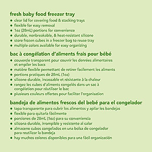 green sprouts Fresh Baby Food Freezer Tray | Perfectly portioned for baby's first feedings | Clear lid for covering food & stacking trays, Flexible for easy removal, Dishwasher safe, Aqua