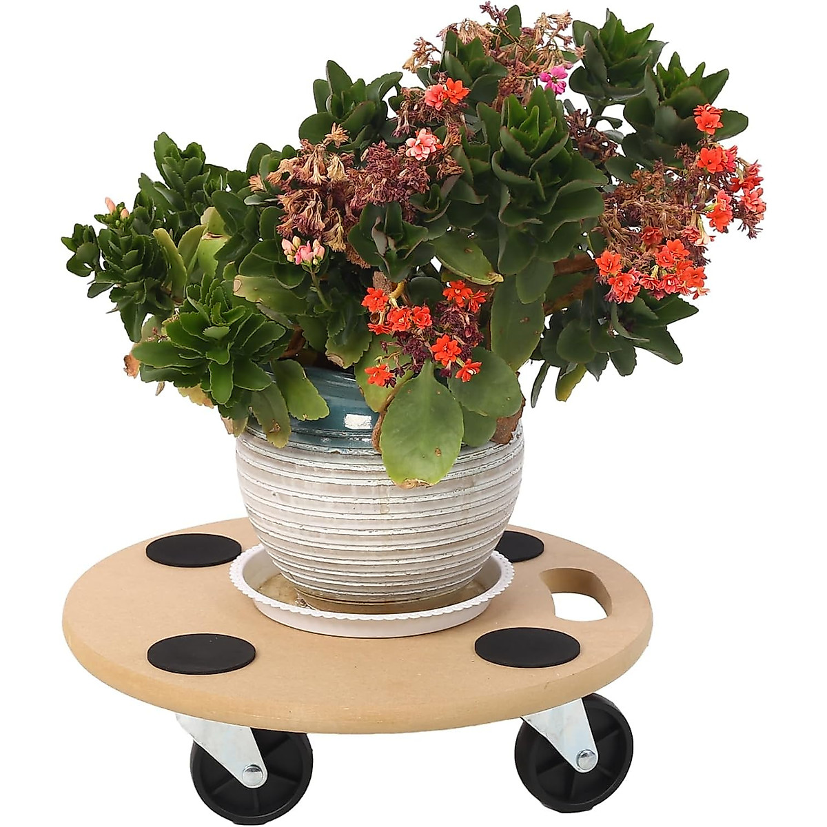 Furniture Moving Dolly, Heavy Duty Wood Rolling Mover with Wheels for Piano Couch Fridge Heavy Items, Securely Holds 500 Lbs (2pcs 15" Round Platform)