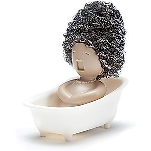PELEG DESIGN - Soap Opera Sponge Holder for Kitchen Sink Cute & Funny Dish Scrubber Holder Kitchen Organizer- Includes 1 Metal Scrubber