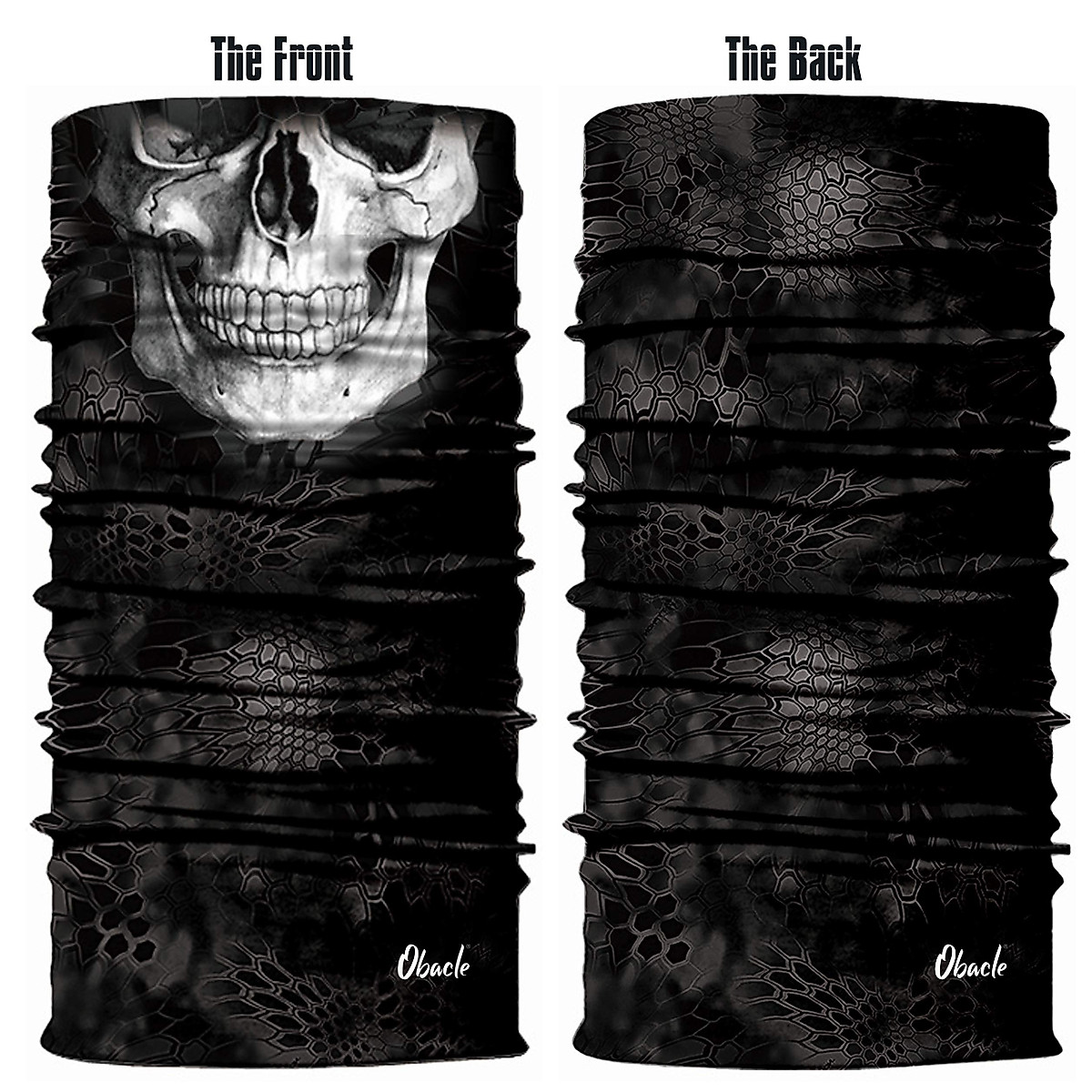 Obacle Skull Face Mask Half for Dust Wind UV Sun Protection Seamless 3D Tube Mask Bandana for Men Women Durable Thin Breathable Skeleton Mask Motorcycle Riding Biker Cycling (Black White Skull)