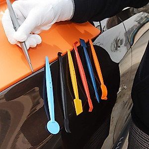 FOSHIO Car Vinyl Wrap Tool Kit 7 in 1 Flexible Magnetic Micro Stick Squeegee Curves Slot Tint Tool Kit with 14 Working Angles Fit for Installing All Contour Vehicle Wraps & Auto Stickers