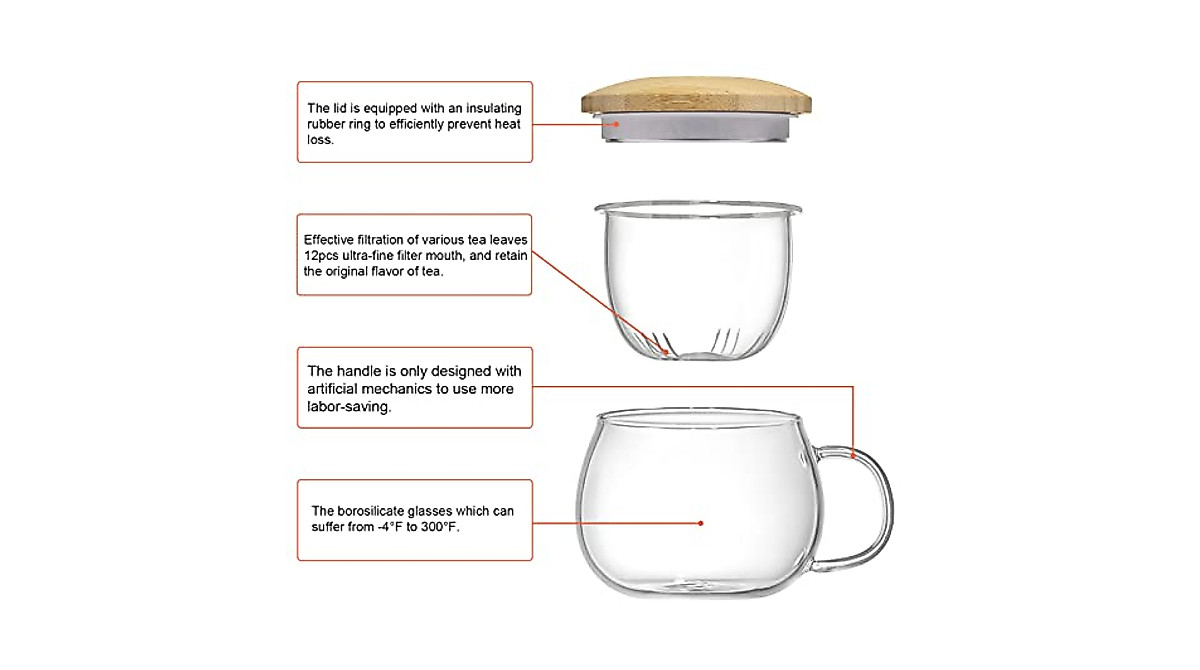 Lezero Glass Tea Infuser Cup Set - Brew Perfect Tea
