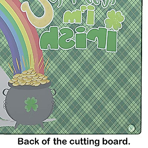 Caroline's Treasures WDK4741LCB White Pit Bull Terrier St. Patrick's Day Glass Cutting Board Large, 12H x 16W, multicolor