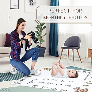 ZICOTO Modern Baby Milestone Blanket - Beautiful Woodland Friends Design for Personalized Monthly Baby Pictures - Cherish Your Adorable Babys Boy Or Girl Milestones Forever