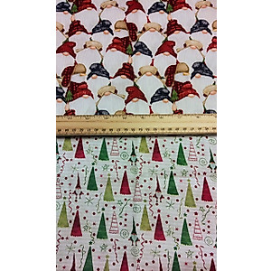 Fat Quarter Bundle by Vertical Vortex Farmhouse Gnomes Fat Quarter Fabric Bundle Set 5 (1-4 Yard) Snowflakes Santa, Multi, 18x21