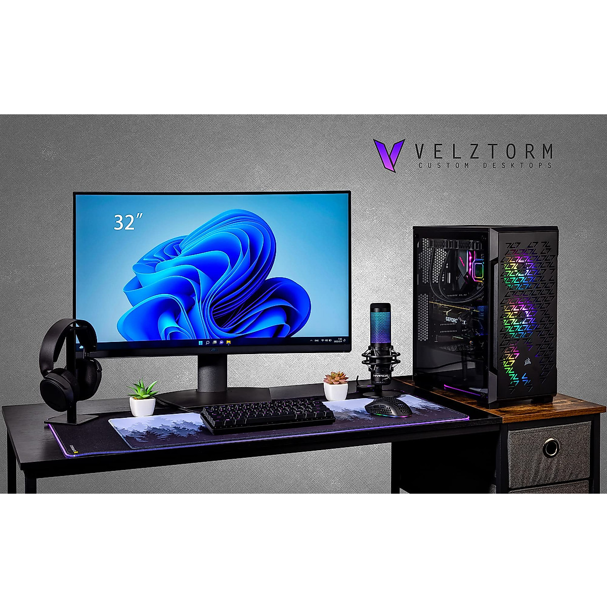 Velztorm White Ferrux Gaming Desktop PC (AMD Ryzen 9-5900X 12-Core, GeForce RTX 3070 Ti, 32GB RAM, 1TB PCIe SSD + 1TB HDD (3.5), USB 3.2, HDMI, Display Port, Win 10 Home)