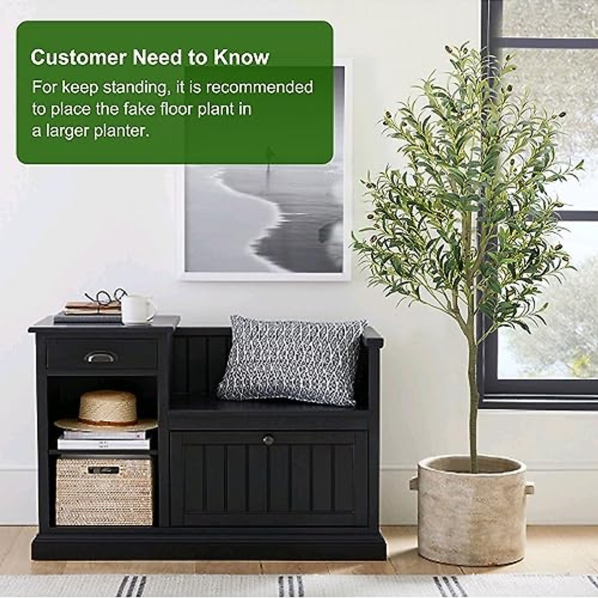 Olive Tree Artificial Indoor 6FT (72''), GTIDEA Artificial Tree Fake Tree Indoor Large Faux Olive Tree and Fruits Artificial Plants Silk Trees for Home Office Living Room Spring Decor