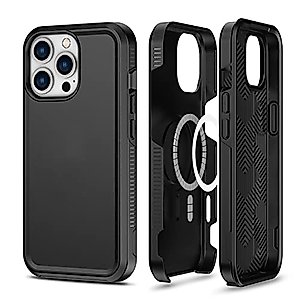 CUCICU Magnetic Case for iPhone 12/13 Pro Max Case, Heavy Duty Case Compatible with MagSafe, Military Grade Drop Protective Shockproof Lightweight Slim Case for iPhone 12/13 Pro Max 6.7 Inch(Black)
