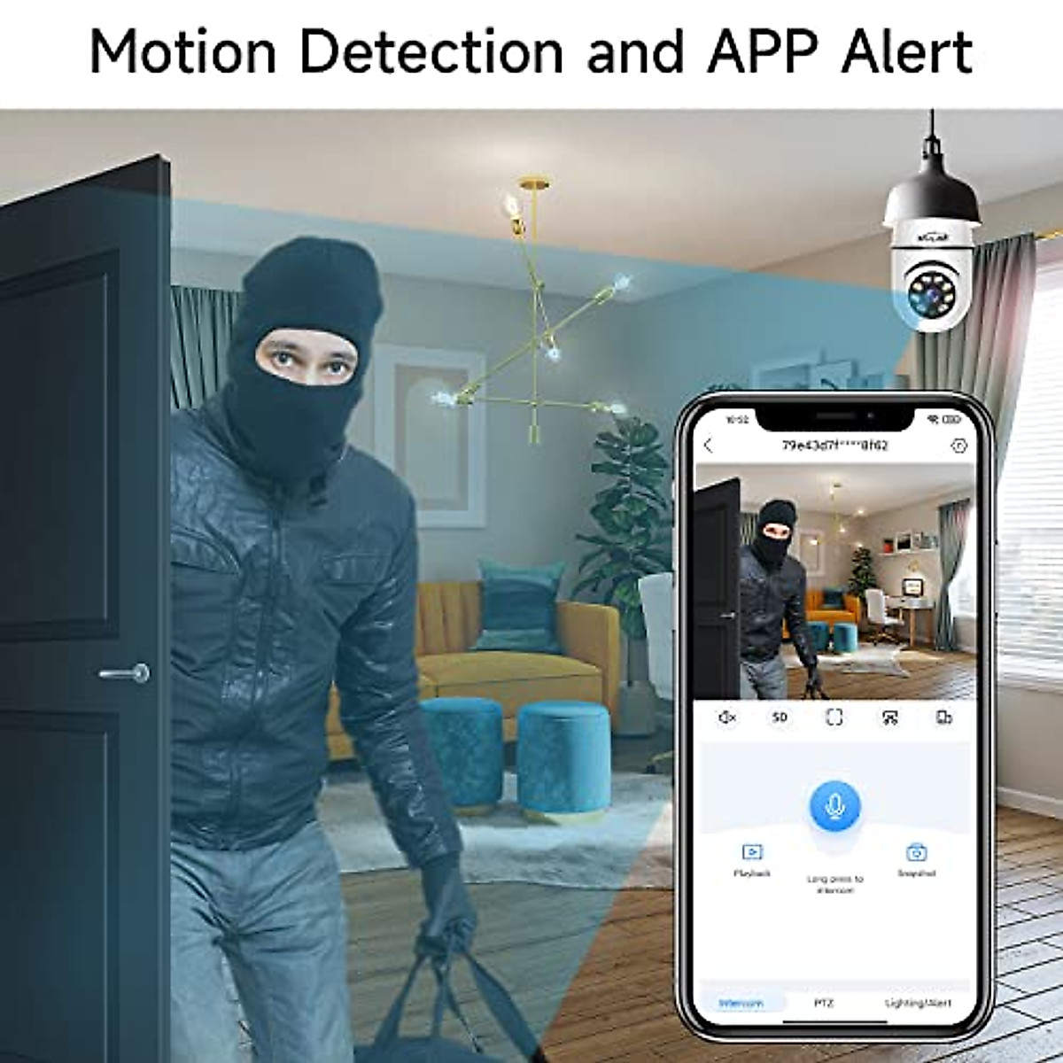 WOOLINK 2PCS Light Bulb Security Camera, 3MP Light Bulb Camera, 2.4Ghz Wireless WiFi Light Socket Security Camera with Motion Detection and Alerts, 2-Way Audio,Color Night Vision