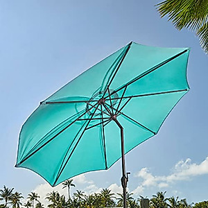 BrylaneHome 9' Tilt-And-Crank Umbrella 9 Foot Heavy Duty Fade-Resistant Tilting Shade, Covert Breeze Multicolored