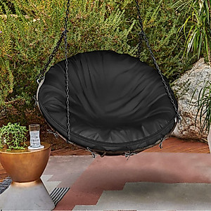 Iceberg Elf Outdoor Papasan Cushion Cover Only,(for 40in-50in Papasan Cushion Cover Waterproof) Black, Zipper Design for Easy Closure and Removal, Silky Smooth Fabric