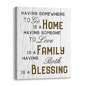 Kas Home Vintage Inspirational Motto Canvas Wall Art | Welcome to Our Home Prints Rustic Signs Framed | Bedroom,Living Room Wall Decor (15 X 12 inch, White - HFB)