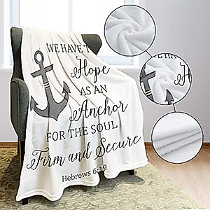 HommomH Fleece Blanket 50" x 60" We Have This Hope As an Anchor for The Soul Firm and Secure Hebrews 6 19 Inspirationa Art Christian Lightweight Fuzzy Cozy Soft Throw for Men Women, Air Conditioning