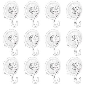 12PCS Wreath Hanger, Suction Cup Hooks with Key Lock, Heavy Duty Shower Suction Cup Hook Wall Door Glass Window Bathroom Suction Cups Hook, Door Hanger, Vacuum Plastic Hooks Holds up to 22Lbs