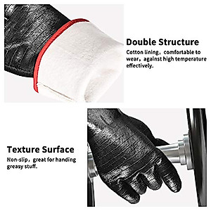 BBQ Gloves, 1 Pair, 1292℉ Heat Resistant Grilling Oven Gloves, Fire & Oil Resistant Waterproof Kitchen Mitts Potholders for Cooking, Grill, Barbecue, Frying, Baking, 14 Inch
