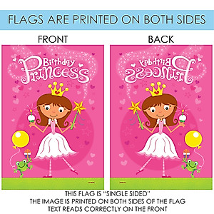 Toland Home Garden 1112455 Pink Princess Birthday Flag 12x18 Inch Double Sided Birthday Garden Flag for Outdoor House Princess Flag Yard Decoration