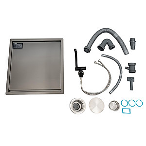 18 Inch x 17 Inch x 9 Inch Drop In Single Bowl Kitchen Sink Workstation Undermount Stainless Steel Bar Sink Commercial Rectangular Kitchen Sink with Folding Faucet Drain Kit Nano Coating Satin Finish
