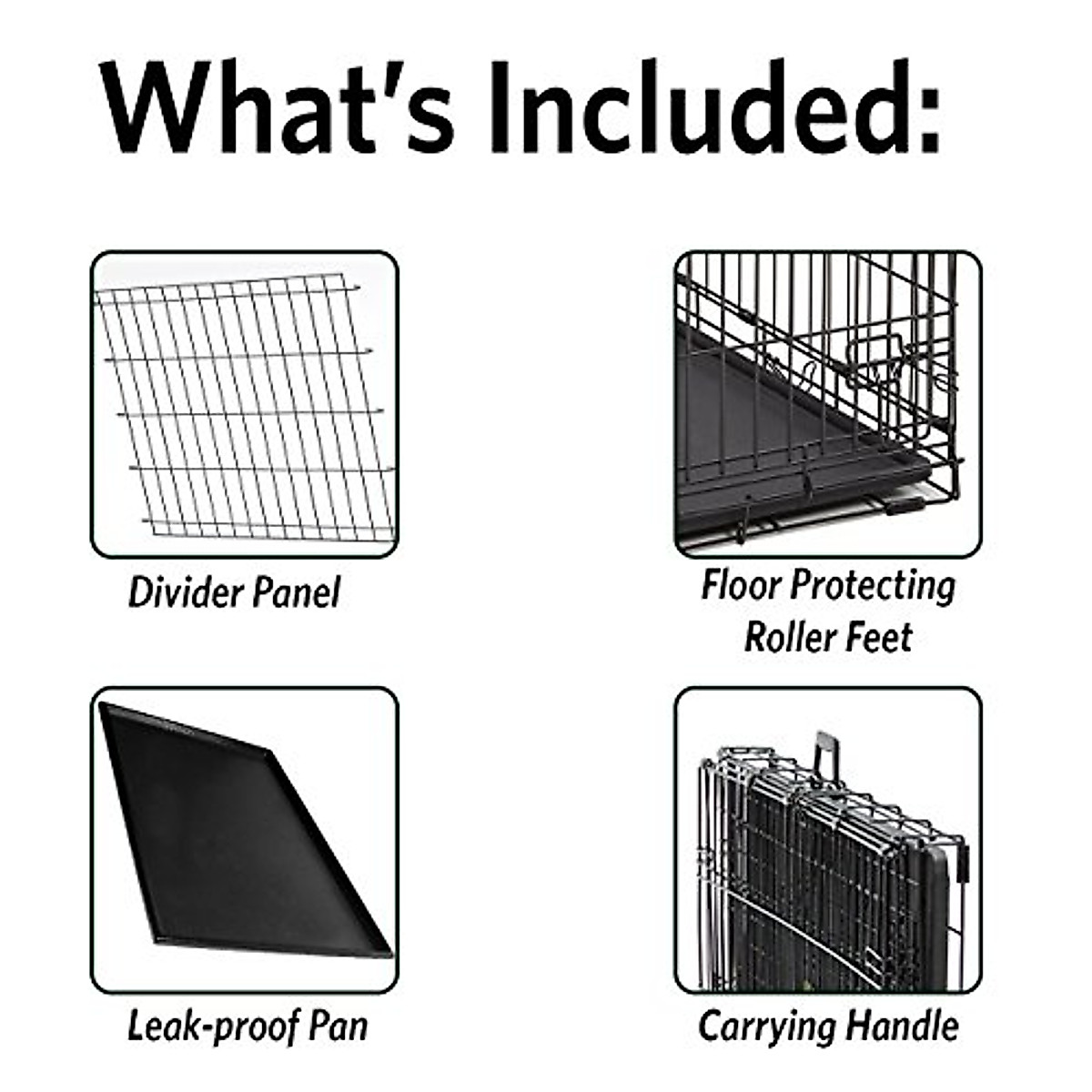 MidWest Ultima Pro Series 36" Dog Crate | Extra-Strong Double Door Folding Metal Dog Crate w/Divider Panel, Floor Protecting "Roller Feet" & Leak-Proof Plastic Pan