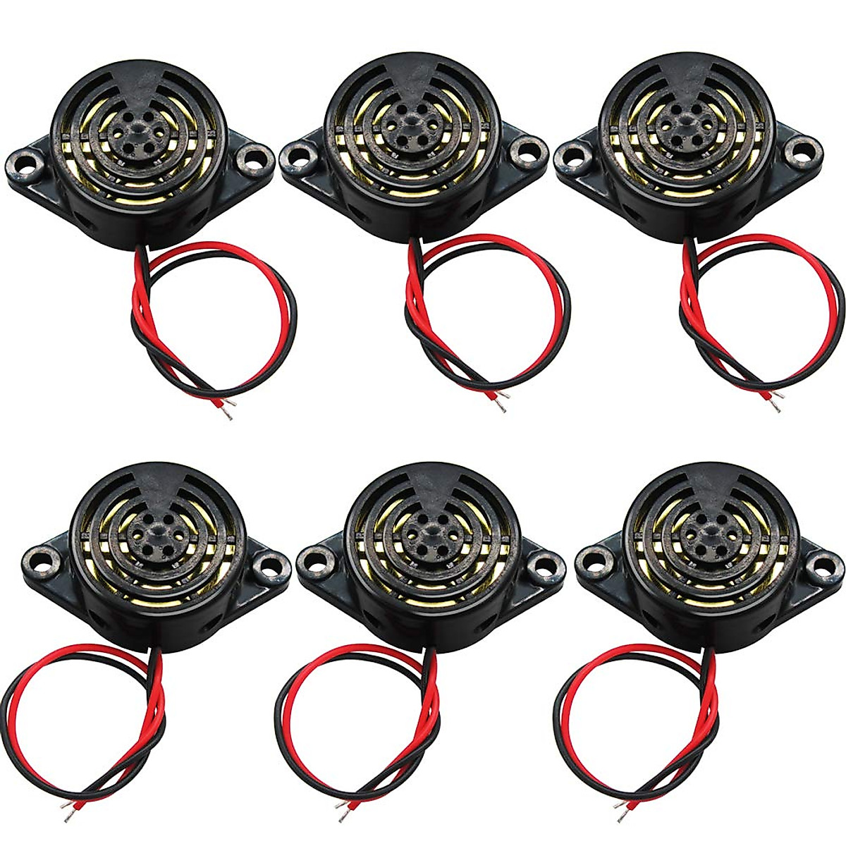 mxuteuk 6pcs DC 3-24V Wired Electronic Buzzer Alarm Sounder Speaker Intermittent Beep Tone SFM-27-II
