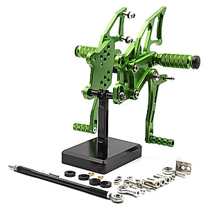 CNC Motorcycle Adjustable Rearsets Foot Pegs Rear Set Footpeg Shift Pedal Compatible with NINJA 300 250R 2013-2017 /Z300 2015-2018 /Z250 2013-2016 Green