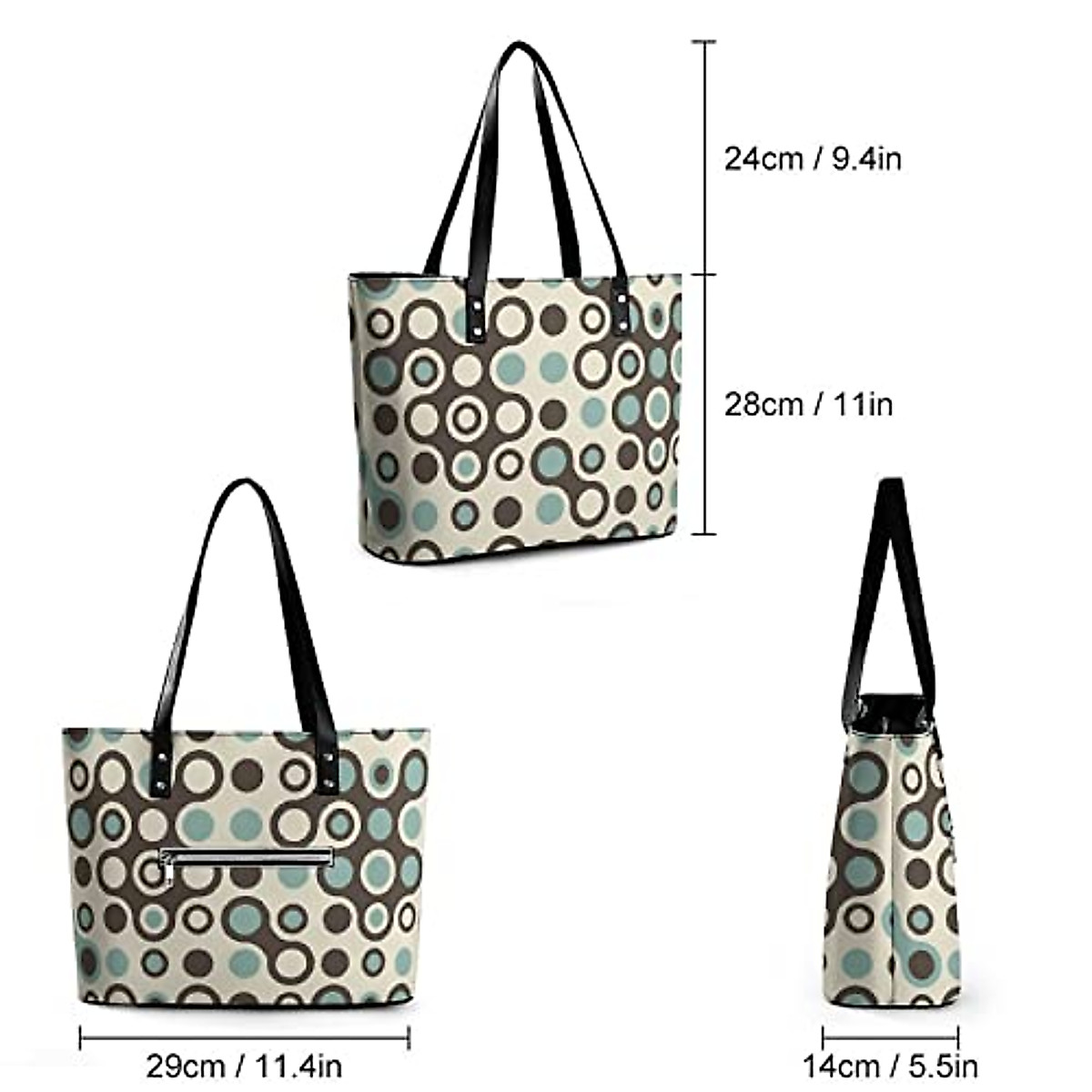 Womens Handbag Dots Pattern Leather Tote Bag Top Handle Satchel Bags For Lady