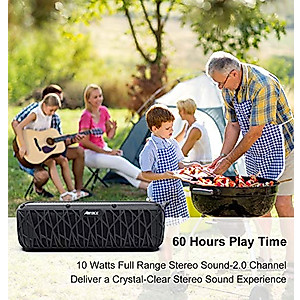 ABFOCE Solar Bluetooth Speaker Portable Outdoor Bluetooth IPX6 Waterproof Speaker with 5000mAh Power Bank,60 Hours Play Time Dual Speaker with Mic, Stereo Sound with Bass Home Wireless Speaker-Black