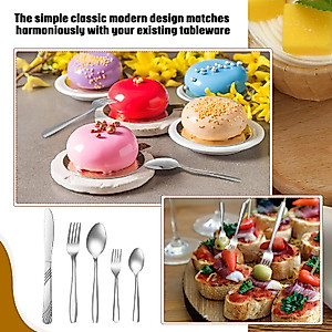 100 Pieces Silverware Set Stainless Steel Flatware Set Cutlery Set Includes Knife Fork Spoon Beading Eating Utensil for Home and Restaurant Dishwasher Safe