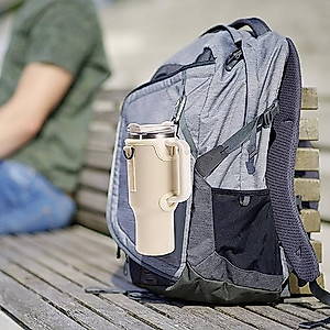 Stanley Water Bottle Carrier Bag - Neoprene Holder for Simple Modern Stanley 40 oz Tumbler with Adjustable Strap, Perfect for Hiking, Traveling, and Camping Beige