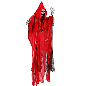 Scorpiuse Halloween Hanging Ghost Large Life-Size 75 Inches Halloween Prop for Halloween Party Prop Decor (75 Inches, Scarlet)