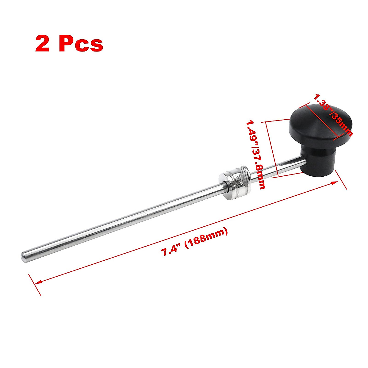 Pastlla 2Pcs Bass Drum Pedals, Black Beater Aluminum Alloy Hammer Head Percussion Instrument Accessory Part