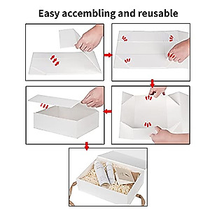 LIFELUM White Gift Box with Lid 8 x 7 x 3 inch Magnetic Gift Box Sturdy Gift Box Bridesmaid Proposal Gift Box for Valentine's Wedding Christmas Birthdays Gift Packging (1 Pcs)