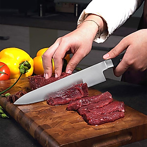 Hendiy Chef Knife,Professional 8-inch Kitchen Knife with Ergonomic Handle for Family & Restaurant,Ultra Sharp Stainless Steel Multi-Purpose Meat Knife,Fruit knife with Gift Box(Black)