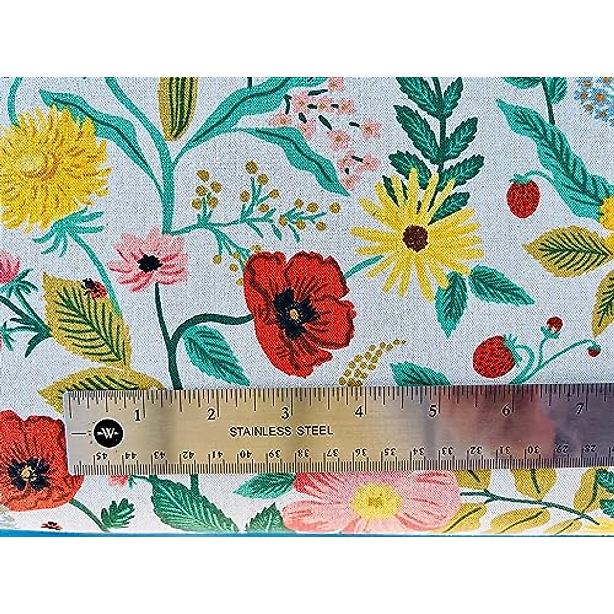 Camont - Poppy Fields - Natural Unbleached Canvas Fabric - Rifle Paper Co - Cotton+ Steel - RP702-NA4UC 1/2 Yard 44