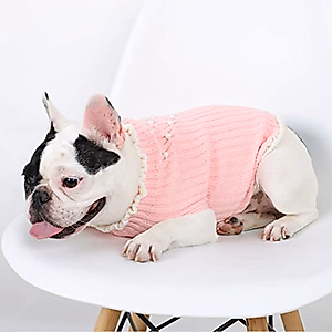 Neiwech Small Dogs Knitted Sweaters Medium Cats Soft Sweatshirts Pet Puppy Warm Winter Clothes Light Pink S 82w409