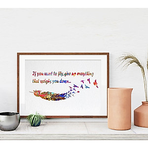 Dignovel Studios 8X10 Unframed Feather Motivational Inspirational Inspiring Quotes Watercolor Art Print Poster Home Decor DN505