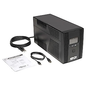 Tripp Lite SMART1500LCDT 1500VA 900W UPS Battery Back Up, AVR, LCD Display, Line-Interactive, 10 Outlets, 120V, USB, Tel & Coax Protection, 3 Year Warranty & Dollar 250,000 Insurance Black