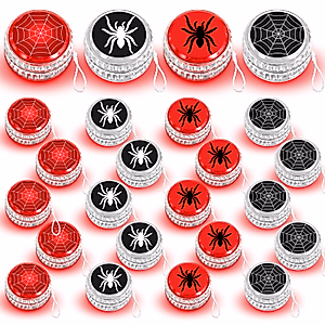 Liliful Spider Party Favors Birthday Party Supplies LED Lighted Yo Yo Bulk Spider Theme Toy for Boys Girls Goodies Bag Filler Hero Gifts in Bulk