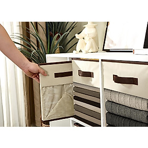 DECOMOMO Cube Storage Bins, 11 Inch Cube Storage Bin with Clear Window, Fabric Storage Bin for Clothes Toy Linen Closet Organizers and Storage (11" / 6pcs, Beige)