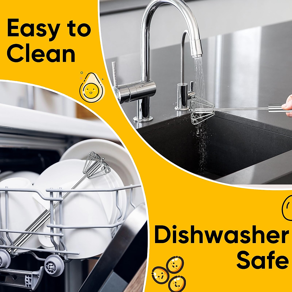 OOKUU Stainless Steel Egg Whisk, Whizzy Whisk, Semi Automatic Whisk Blender for Home - Versatile Tool for Egg Beater, Hand Push Whisk Blender, for Blending, Whisking, Beating & Stirring (12in)