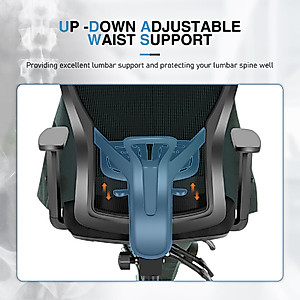 Sophia & William Ergonomic Rocking Mesh Office Desk Chair High Back, Modern 360° Swivel Executive Computer Chair with Height Adjustable Armrests, Lumbar Support, Black