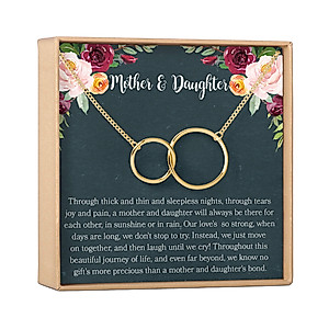 Dear Ava Infinity Interlocking Double Circle Connecting Necklace For Women - Modern Jewelry Pendant Love Gifting Idea for Her with Heartfelt Card - Birthday Gift for Mother and Daughter Gold
