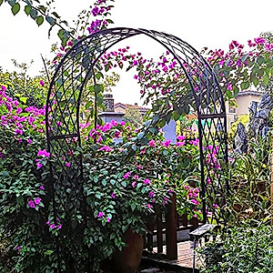Rose Arch Garden Trellis Arbor Metal Archway Heavy Duty Strong Tubular Pergola Weatherproof, for Roses Support Archway120 * 40 * 230cm, 150 * 40 * 230cm (Black 300 * 40 * 250cm)