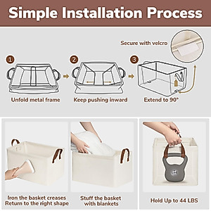 CHICVITA Large Storage Bins Storage Baskets for Organizing, Closet Organizers and Storage, Small Laundry Basket, Closet Storage Bins for Shelves, 16 ¾" L x 11" W x 9 ¾" H, Beige, 2-Pack