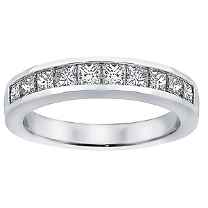 VIP Jewelry Art 1.00 Diamond Rings for Women Ct Tw Channel Set Diamond Ring Princess Cut Diamond Anniversary Wedding Ring In 14k White Gold Promise Rings For Couples Diamond Wedding Band