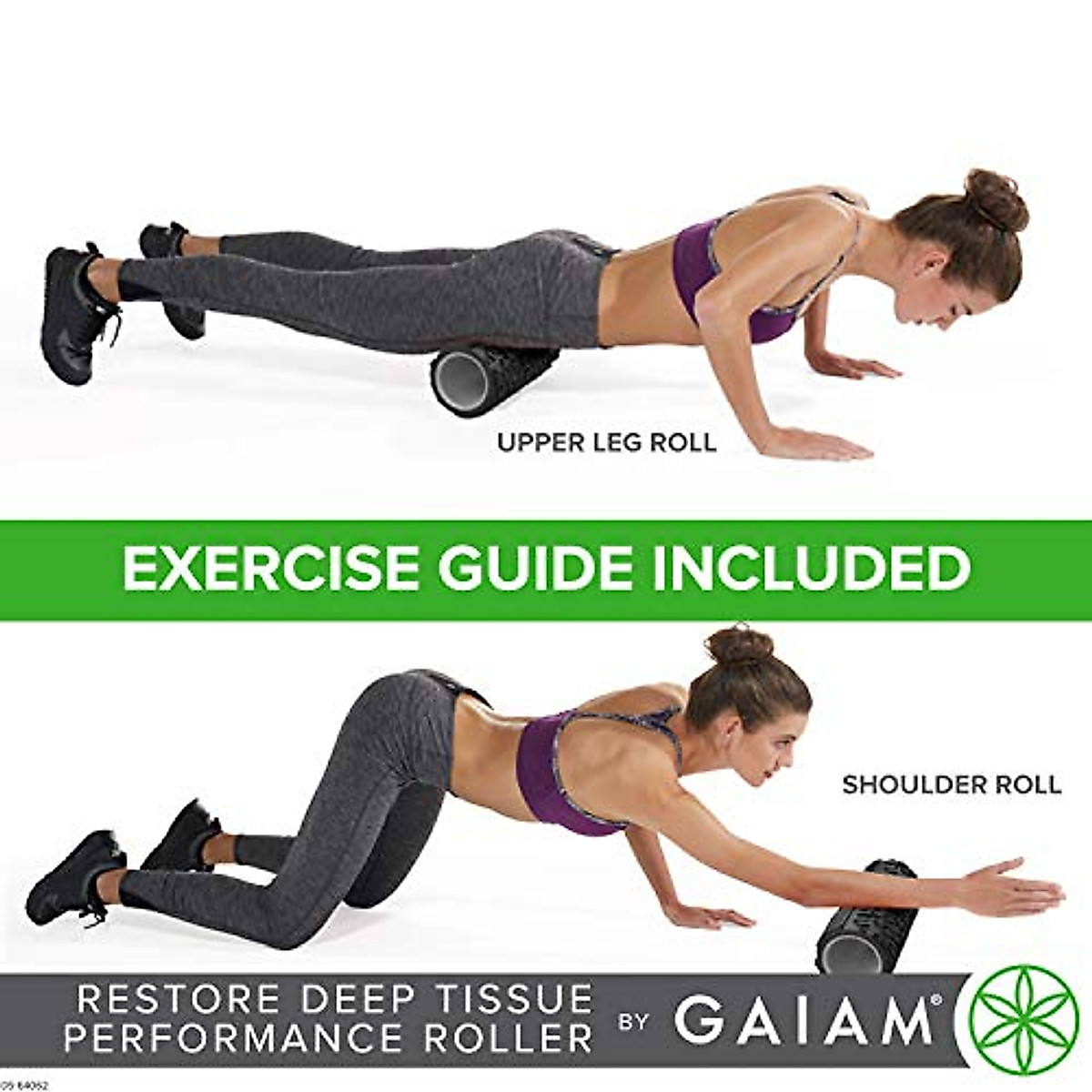 Gaiam Restore Massage Roller - Deep Tissue Performance Muscle Roller | Multi Textured Massager, High Density Hard Inner Core (13" L x 5" Diameter)