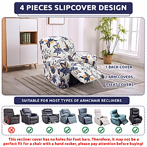 Iauddy Recliner Slipcover-Stretch Soft Slip Reclining Chair Slipcovers 4-Pieces Furniture Protector for Recliner with Pocket Fitted Sofa Couch Cover Lazy Boy Chair Cover