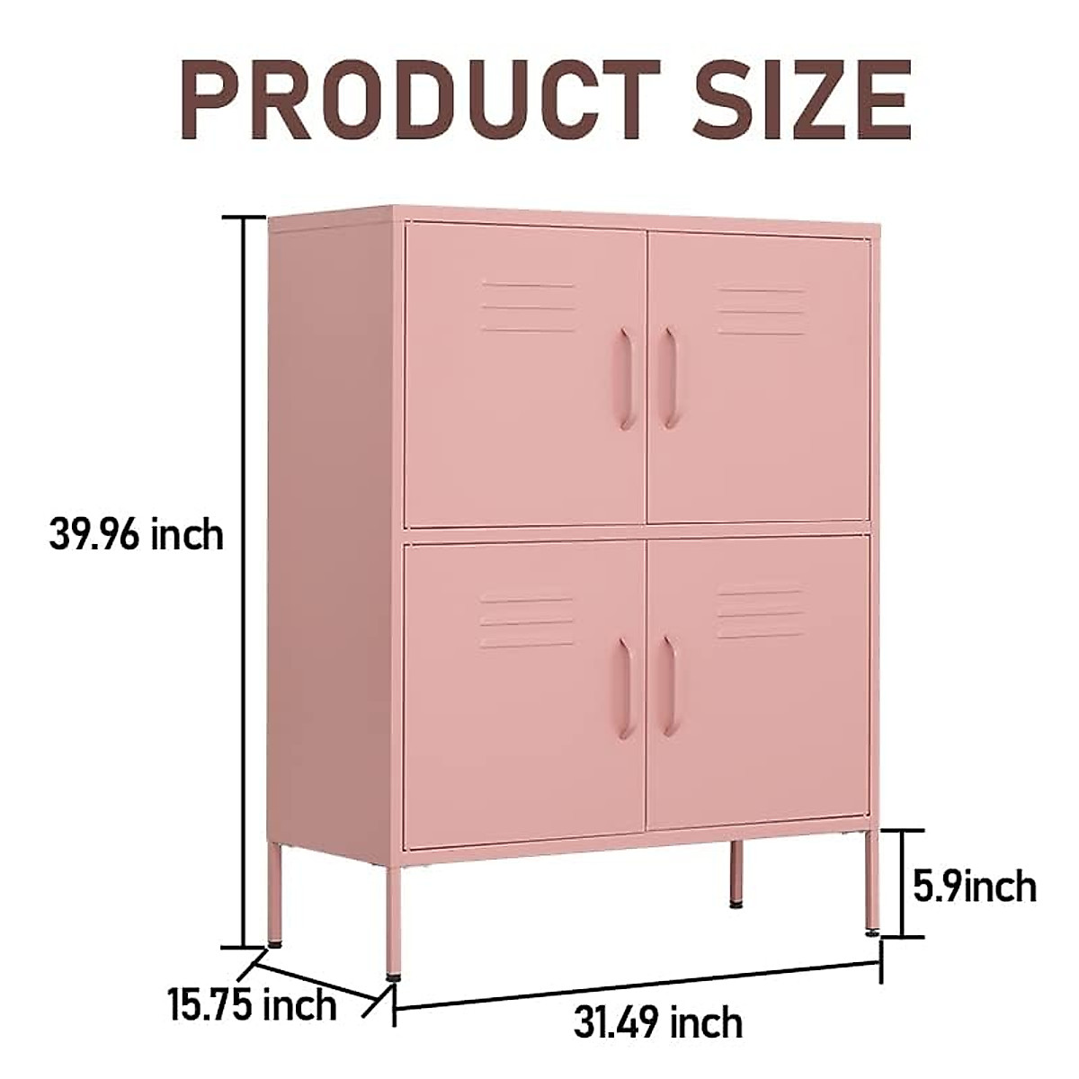 Fumedo 4 Door Metal Storage Cabinet for Bed Room,Living Room,Home,Hotel,Office,Garage,Kitchen,Adjustable Shelves and Standing Feet. (Pink)