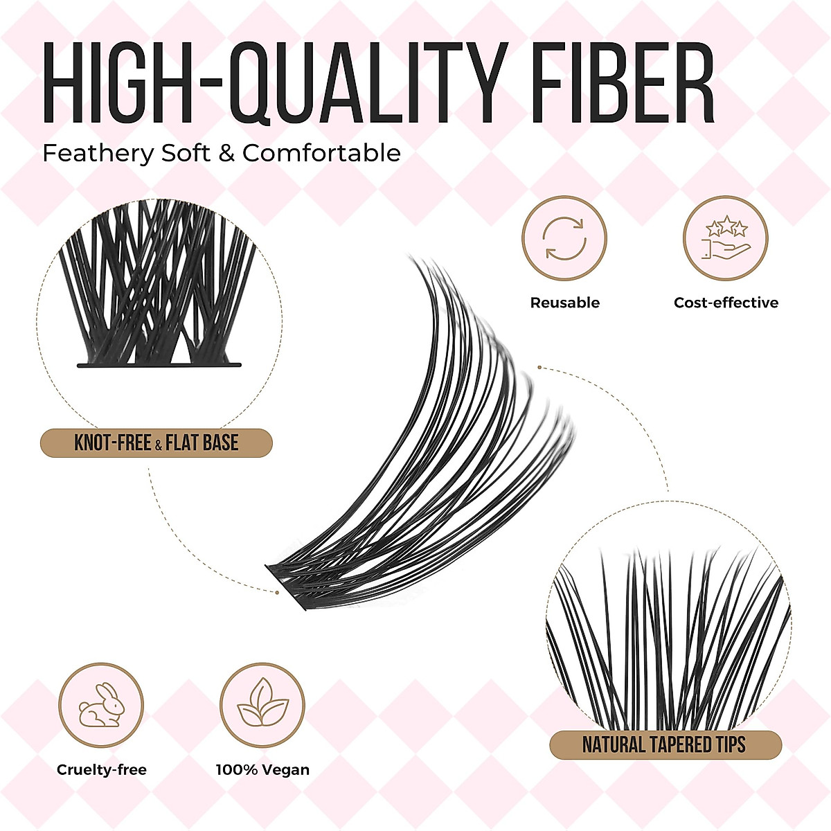 LASHVIEW Lash-Extension-Clusters 448pcs D Curl Lash Clusters Natural Look Cluster Lashes Extensions Super Thin Band & Soft Lashes Reusable 9-16mm MIX (56D+30D+40D)